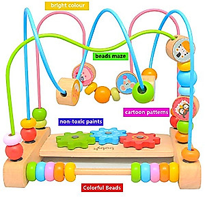 Bead Maze for Babies 6-12 Months,Wooden Educational Abacus Beads Circle Toddler Toys - Colorful Roller Coaster Activity Game,Great Gift for Babies Toddlers Girls and Boys