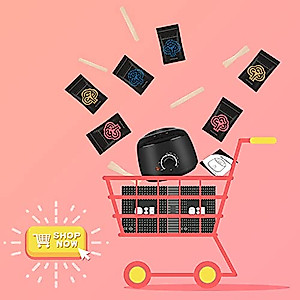 Waxing Kit for Coarse Hair Removal, At Home Wax Warmer Kit for Brazilian Bikini with 6 Bags Hard Wax Beads for Full Body Face Eyebrow Home Waxing Women Men