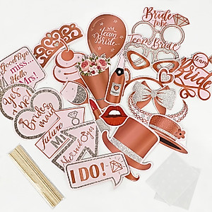 Bridal Shower Decorations Bride to Be Photo Booth Props Rose Gold Team Bride Photo Frame and Wedding Photo Booth Props Bachelorette Party Ideas Supplies for Women