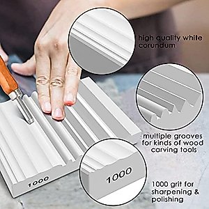 DDF iohEF Wood Carving Sharpener, 1000 Grit Whetstone with More Grooves Sharpening Stone for Woodworking, Wood Carving Tools, Chisels and Gouges
