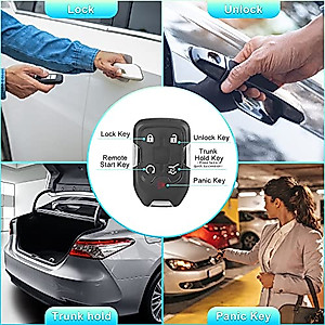X AUTOHAUX HYQ1AA 315MHzReplacement Keyless Entry Remote Start Smart Car Key Fob for GMC Terrain 2018 2019 2020 2021 2022 13584502 5 Key Button with Door Key