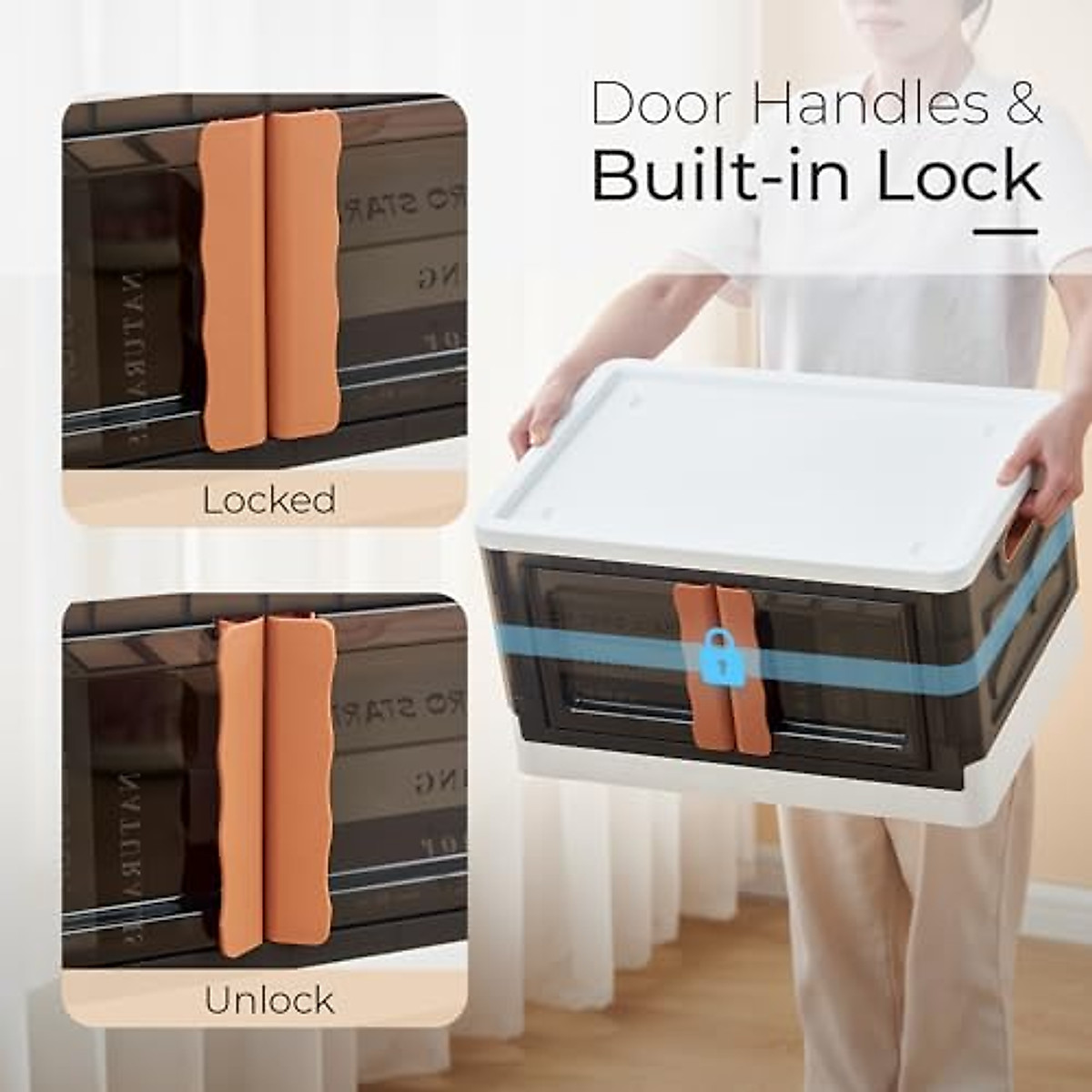 Shoe Storage Box,Plastic Stackable Shoe Organizer for Closet,Space Saving Shoe Storage Boxes,Lockable Sneaker Containers Case Bins with Lids & Wheels,Foldable Shoe Rack for Sneaker Boot (1 Pack)