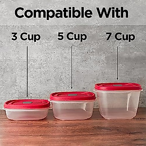 3/5/7 Cup Replacement Lids for Rubbermaid Food Storage Containers Steam Vent (4-Pack, Red)