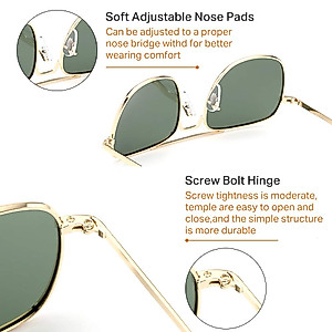 IOHLNG Mens Aviator Sunglasses 55mm Polarized Military Pilot Shades, Gold, Size Medium