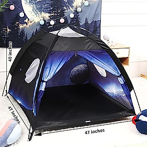Kids Play Tent Lucky Castle Playhouse for Boys and Girls Easy Fun Dome Tent Camping Playground Pop Up Tent for Kids Indoor and Outdoor Imaginative Play Perfect Kid's Gift (World Stars)