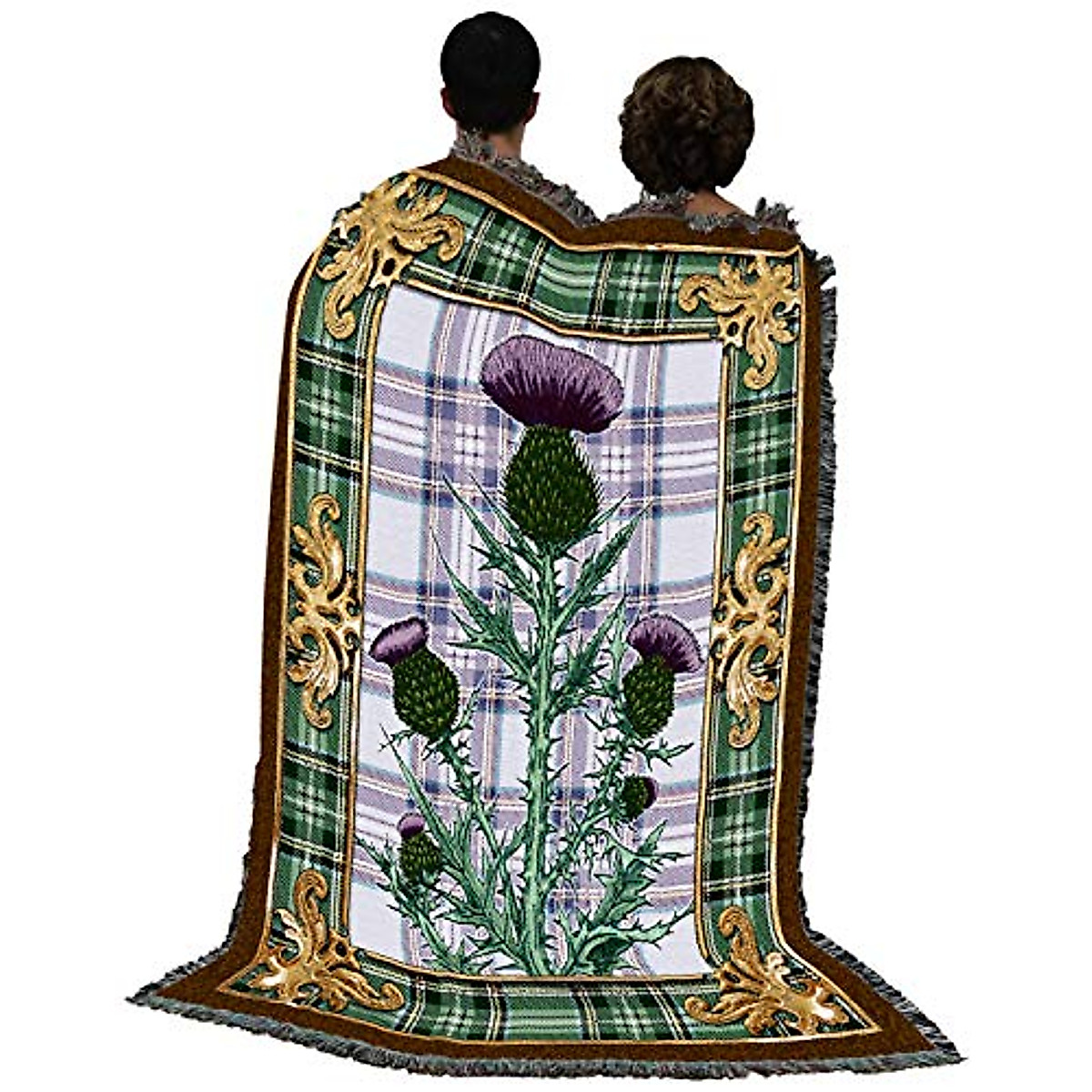 Pure Country Weavers Scotland - National Flower The Flowering Thistle Blanket - Gift Tapestry Throw - Woven from Cotton - Made in The USA (72x54)