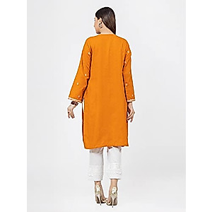 edenrobe Women's Pakistani Indian Kurti Pret - Stitched Ladies Kurta/Tunic Top 217351 Dark Mustard