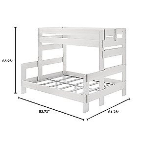 Max & Lily Bunk Bed, Twin XL-Over-Queen Bed Frame For Kids, Solid Wood Bunk Bed for Kids, No Box Spring Needed, White Wash