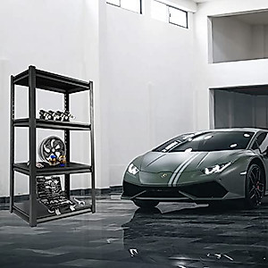 ALAPUR 4-Tier Storage Shelves Heavy Duty, Sturdy Steel Storage Unit Shelves Rack for Garage Laundry Room, Black L23.6xW15.7xH46.4 Inches