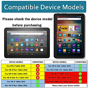 Fire HD 8 & HD 8 Plus Tablet Case (Only 12th Gen,2024/2022) - DJ&RPPQ [Light-Duty] Full Body Rugged Cover with Built-in Screen Protector for Kindle Fire HD 8 Kids Tablet & Kids Pro Tablet - Black