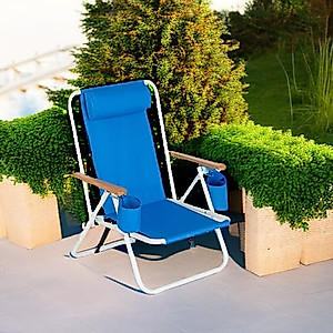 Kcelarec Portable Folding Beach Chairs, Outdoor Lawn Lounge Reclining Chair Backpack Camping Chair with Pillows for Patio,Poolside, Beach, Yard