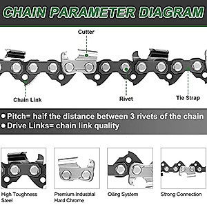 4 Pack 20 Inch Chainsaw Chain 0.325 Pitch .050 Inch Gauge 76 Drive Links with 2 Sharpening Files Heavy Duty Carbon Steel Chains Fit Most Major Chainsaw Brands