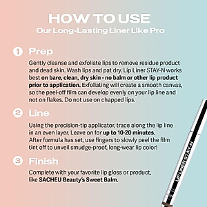 Sacheu Lip Liner Stay-N - Peel Off Lip Liner Tattoo, Peel Off Lip Stain, Long Lasting Lip Stain Peel Off, Infused with Hyaluronic Acid & Vitamin E, MUAH-ve