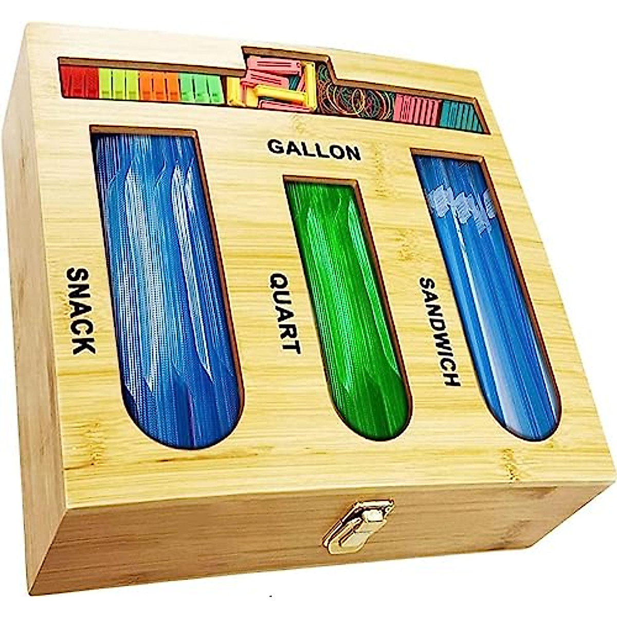 AGF Ziplock Bag Organizer for Kitchen Drawer, 4 in1 Food Baggie Dispenser Box, Food Storage Bag Organizer for Gallon, Quart, Sandwich, Snack And Variety Size Bags