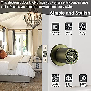 iulock Code Door Lock, Electronic Door Knob with Keypad and Key, Auto Lock, Waterproof, Passage Function, Long Battery Life,50 Codes, Easy to use and Install for Office/Warehouse/Bedroom/Garage