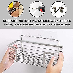 2 Pack Wall Adhesive Hook Sticker for Shower Caddy, Strong Transparent Adhesive Strip with 3 Hooks for Shower Organizer, Kitchen Racks, Bathroom Shelves, Adhesive Tape for Hanging Shower Caddies