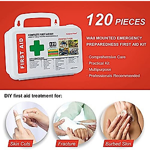 General Medi 120 Pieces Hardcase First Aid Kit - First Aid Box Includes Instant Cold Pack, Emergency Blanket for Travel, Home, Office, Vehicle, Camping, Workplace & Outdoor
