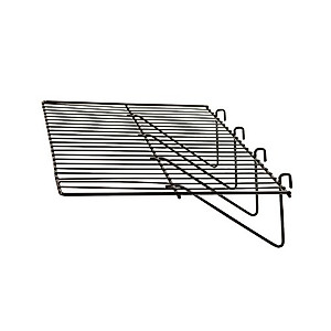 Only Garment Racks BLK-2412 Grid Panel Display Shelf - - Clothing Display Rack Grid, Heavy Duty Shelves, 12"D x 23-1/2"W Straight Shelf for Grid Panel, Black Finish, Wire, (Box of 6) (Pack of 6)