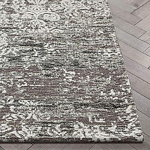 Well Woven Antu Black Vintage Distressed Damask Area Rug (5'3" x 7'3")