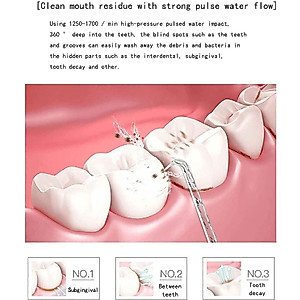 GIENEX Water Flosser 600ml Dental Oral Irrigator Teeth Cleaner for Personal Braces Care Teeth Cleaning, 8 Multifunctional Jet Tips and 10 Adjustable Water Pressure Perfect for Family