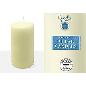 HYOOLA Ivory Pillar Candles 3x6 Inch - Unscented Pillar Candles - 12-Pack - European Made