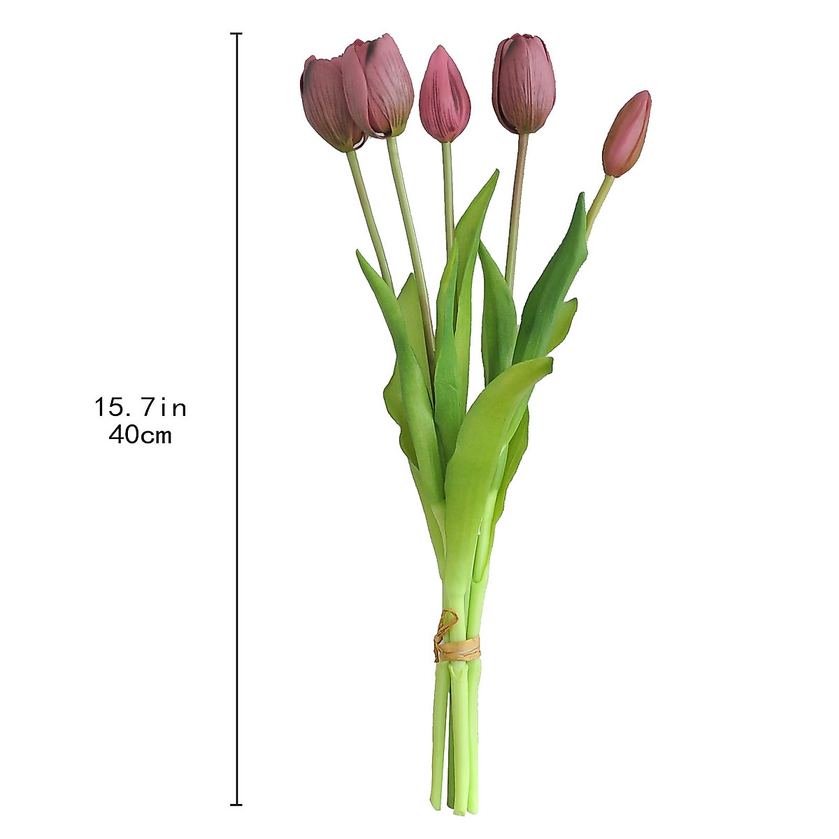 Aoivrb 5 PCS Fake Tulips Flowers PVC Real Touch Tulips Artificial Plastic Flower Fake Bouquet Table Arrangements Gift for Home Office Party Wedding Birthday Garden Store Decoration (Light PRURPLE)…