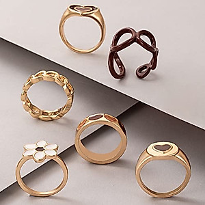 GIGB PBDK Y2K Colorful Cute Rings for Women,Stackable Rings Chunky Heart Flower Butterfly Rings Trendy Aesthetic Statement Rings for Women Teen Grils