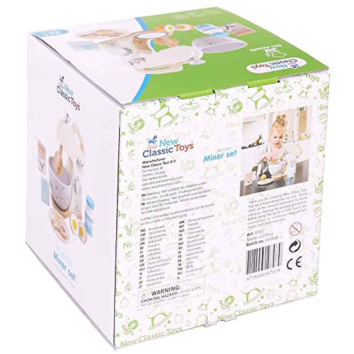 New Classic Toys Wooden Mixer Set Pretend Play Toy for Kids Cooking Simulation Educational Toys and Color Perception Toy for Preschool Age Toddlers Boys Girls , Red,White