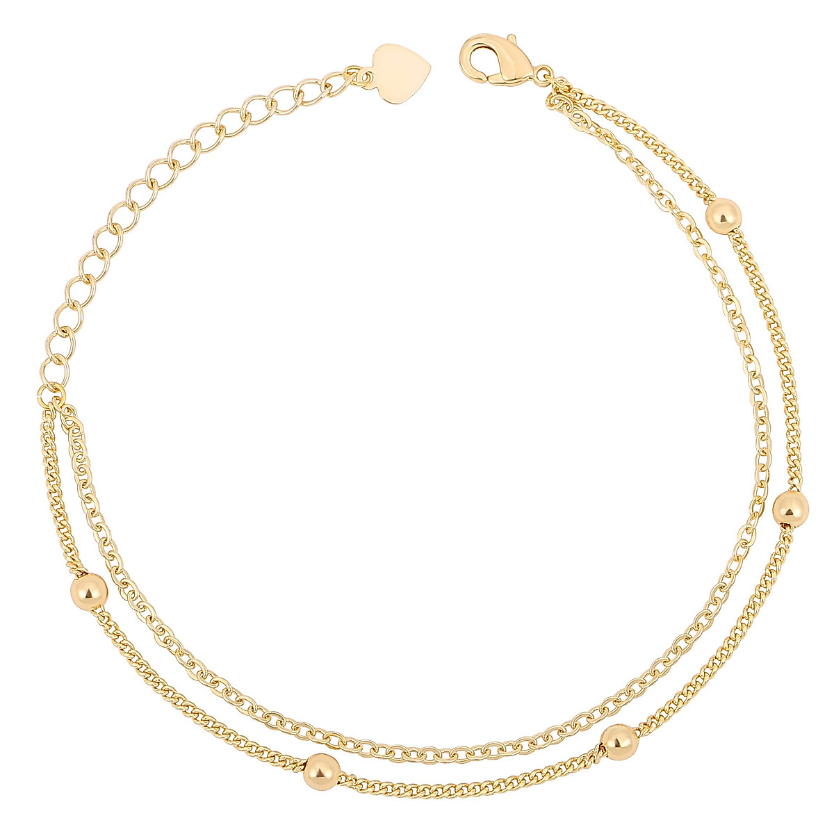 Aobei Pearl 18k Gold Beaded Chain Bracelet Satellite Chain Link Bracelet Minimalist Layering Jewelry for Women 7''