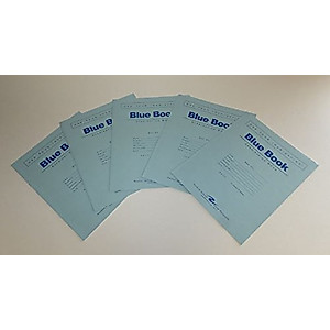 Roaring Spring Exam Blue Book, Wide Rule with Margin, 8-1/2 x 7 Inches, White, 4 Sht/8 Page, 5 Pack, 77510