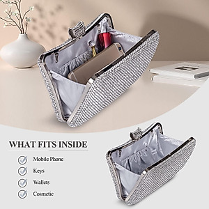 Pinprin Ladies Sparkly Rhinestones Evening Clutches Women's Crystal Diamante Evening Bag Prom Wedding Handbag Party Purse (B-Gold)