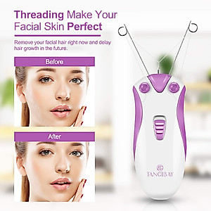 Cordless Electric Facial Threading Hair Removal for Women, Rechargeable Face Hair Remover Cotton Thread Epilator for Fast Removing Very Fine Vellus Hair on Face & Chin (Rose Red)
