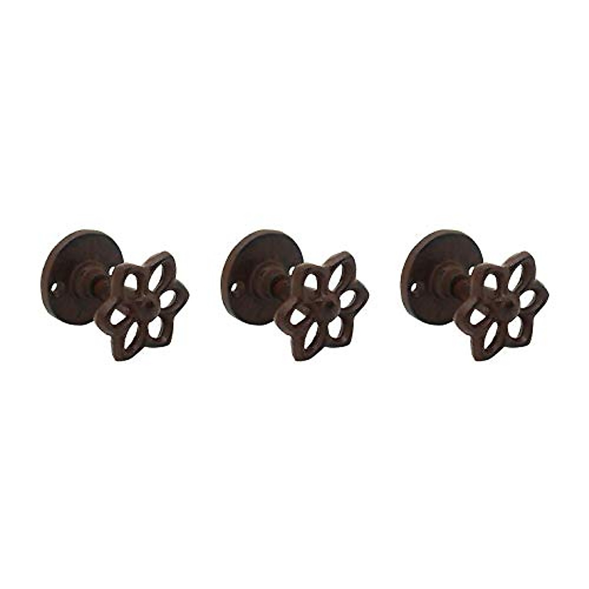 Parisloft Retro Cast Iron Single Hook - Rustic Wall Mounted Metal Hook for Coat, Key, Hat, Towel- Antique Brown - Set of 3