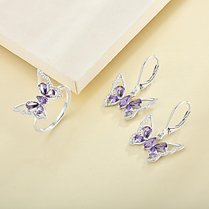 YL Butterfly Necklace for Women 925 Sterling Silver Created Aquamarine Butterfly Pendant Jewelry Gifts