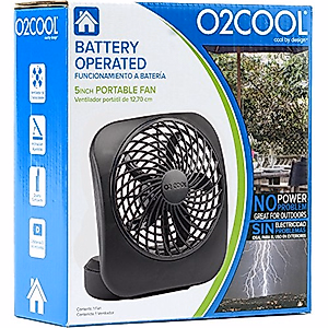 Treva 5-Inch Portable Desktop Battery Powered Fan, 2 Cooling Speeds with Compact Folding & Tilt Design (Black)