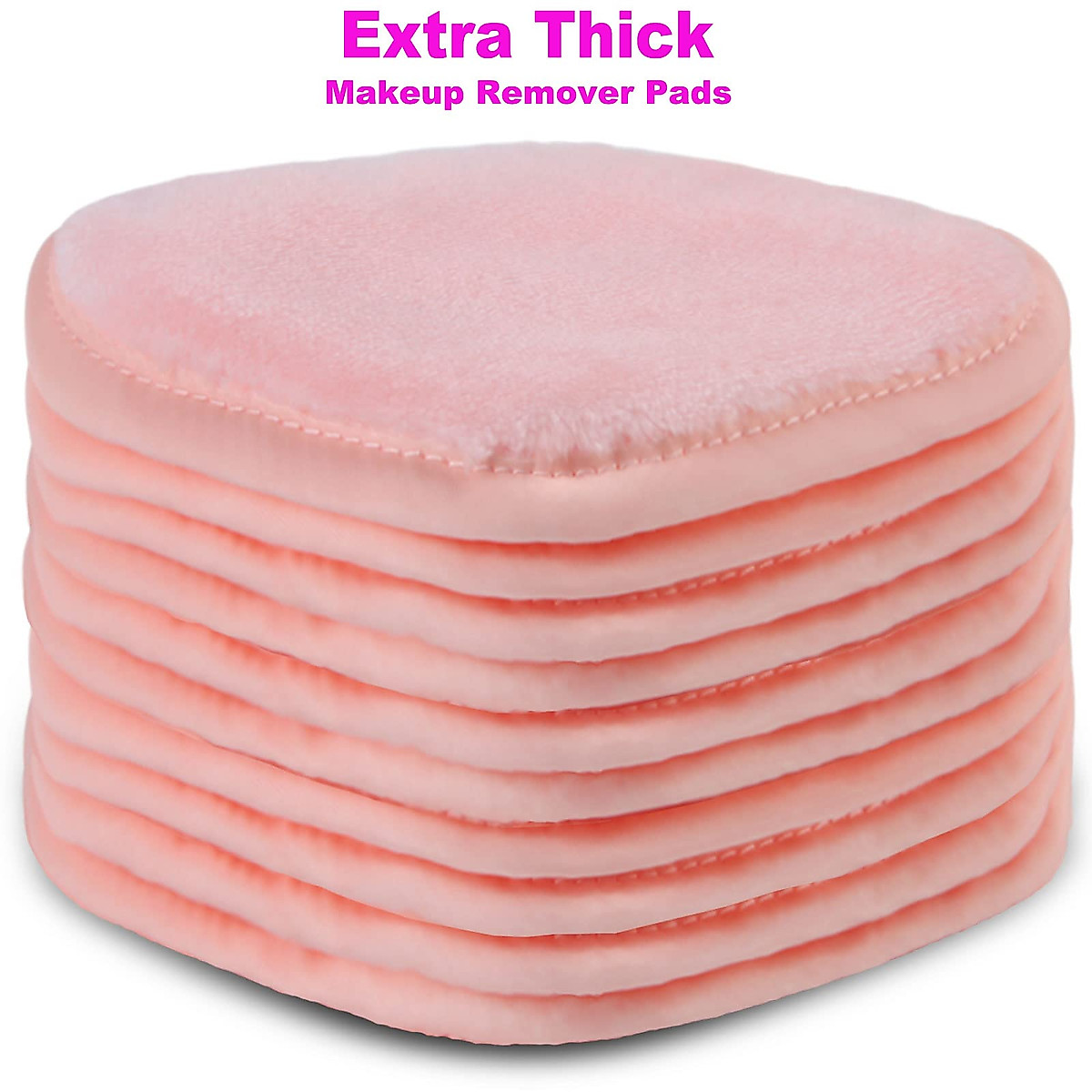 𝐄𝐱𝐭𝐫𝐚 𝐓𝐡𝐢𝐜𝐤 Reusable Makeup Remover Face Cloth (10 pack), Makeup Removal Cleansing Cloth Eye Makeup Remover Cloths Gift Box Packaging for Women 5" X 5" -Pink
