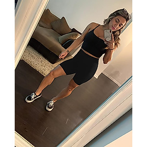 Aurgelmir Women's Workout Shorts High Waist Booty Gym Yoga Pants Butt Lifting Sports Leggings Basic Biker Shorts Black