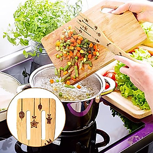5 Pieces Burned Cooking Utensil Spoon Christmas Wooden Spoons Set Christmas Kitchen Decoration for Christmas Gift House Present Supplies (Religious Style)