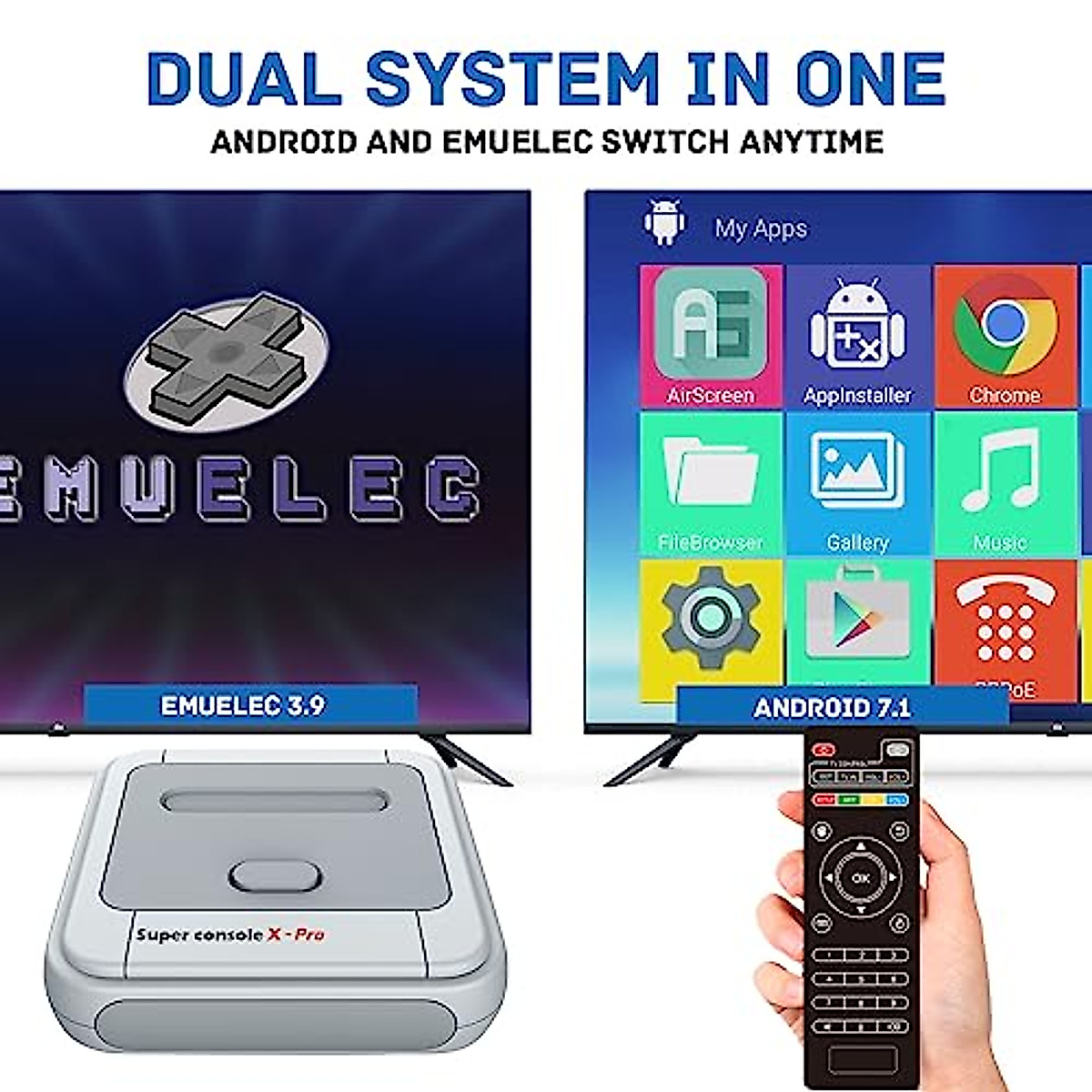 Kinhank Retro Game Console 128GB, Super Console X PRO Built-in 95,000+ Games, Video Game Console Systems for 4K TV HD/AV Output, Dual Systems (128G)