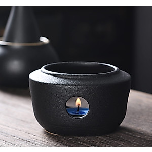 Tosnail 7 Pieces Ceramic Japanese Sake Set with Warmer, Hot Saki Set - Black