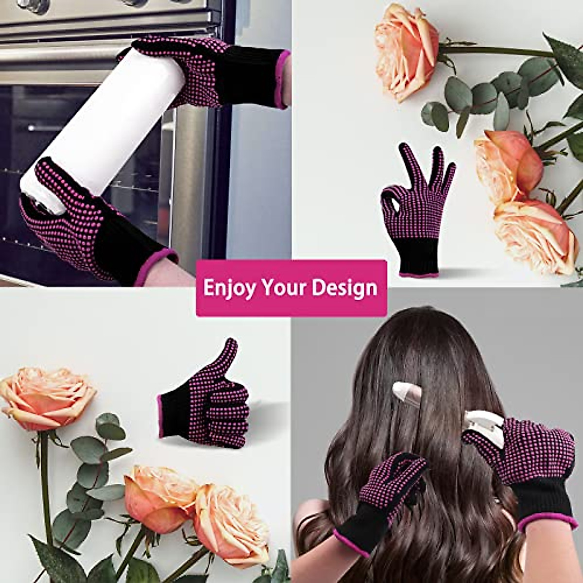 HTVRONT Heat Resistant Gloves for Sublimation - 2Pcs Heat Gloves for Sublimation with Silicone Bumps, Heat Resistant Work Gloves for Women,Universal Fit Size