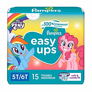 Pampers Training Pants - Easy Ups Girls & Boys - Size 5T-6T, 15 Count, My Little Pony Potty Underwear (Packaging May Vary)