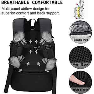 15.6 Inch Padded Laptop Backpack, 32L Business Travel Backpack with USB Charging Port Earphone Port, Waterproof College School Bag with Anti Theft for Men, Black