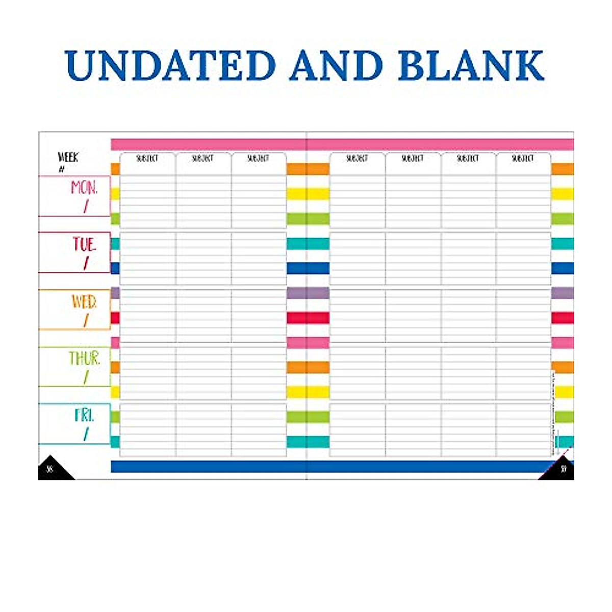 Schoolgirl Style Hello Sunshine Teacher Planner, 8" x 11" Undated Teacher Planner With Planner Stickers, Rainbow Teacher Planners and Lesson Planner for Classroom Organization and Rainbow Décor