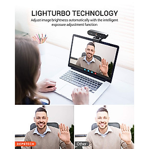DEPSTECH Webcam with Microphone for Desktop, 2K QHD USB Web Cam with Auto Light Correction, Desktop Computer Camera Streaming Camera for Video Conferencing, Teaching, Streaming, and Gaming