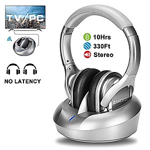 ZANCHIE TV Wireless Headphones, Over Ear Headsets with RF Transmitter Charging Dock, Digital Stereo TV Watching Headsets Ideal for Seniors & Hearing Impaired