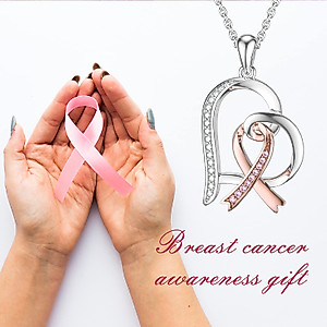 PEIMKO 925 Sterling Silver Breast Cancer Survivor Necklace for Women, Faith Hope Love Infinity Daisy Flower Cross Pendant Necklace Jewelry Birthday Gifts for Women