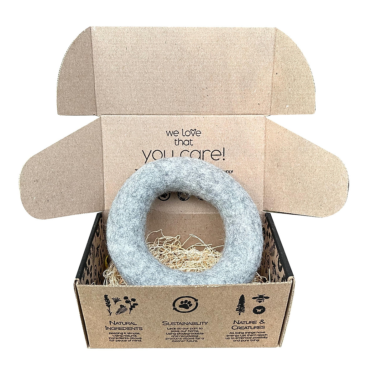 Creature ECO Organic Wool Ring Dog Toys for Moderate Chewers - Eco-Friendly Puppy Toys for Interactive Play - Natural Non Toxic Fetch Toy, Safe for Your Pet & The Planet - 1 Pack