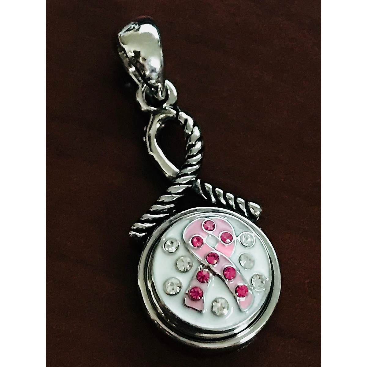 Interchangeable Mini Jewelry Pink Ribbon Cancer Awareness Pendant Holds 12mm Snaps My Prime Gifts
