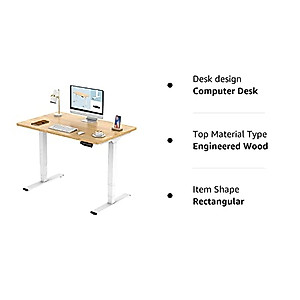FLEXISPOT Pro 3 Stages Dual Motor Electric Standing Desk 48x30 Inches Whole-Piece Desk Board Height Adjustable Desk Electric Stand Up Desk Sit Stand Desk(White Frame + Natural Desktop)